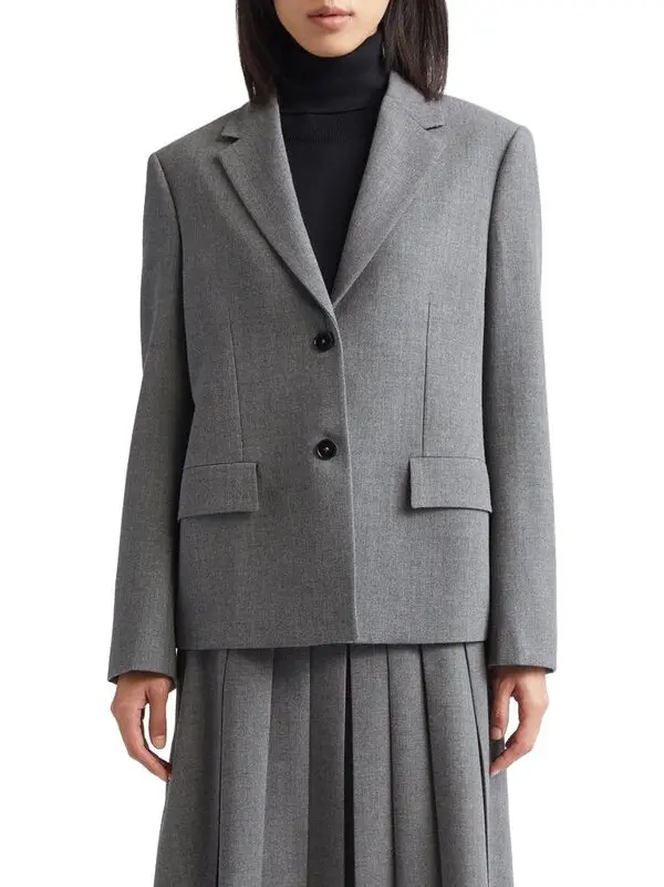 JIL SANDER Short Tailored Wool Blazer - Volcanic Glass