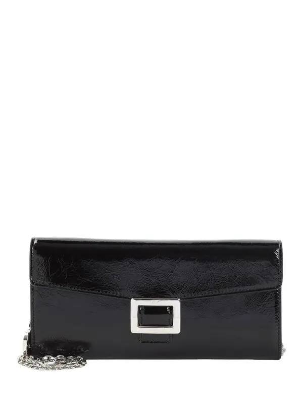 ROGER VIVIER Belle Brushed Leather Clutch - Black