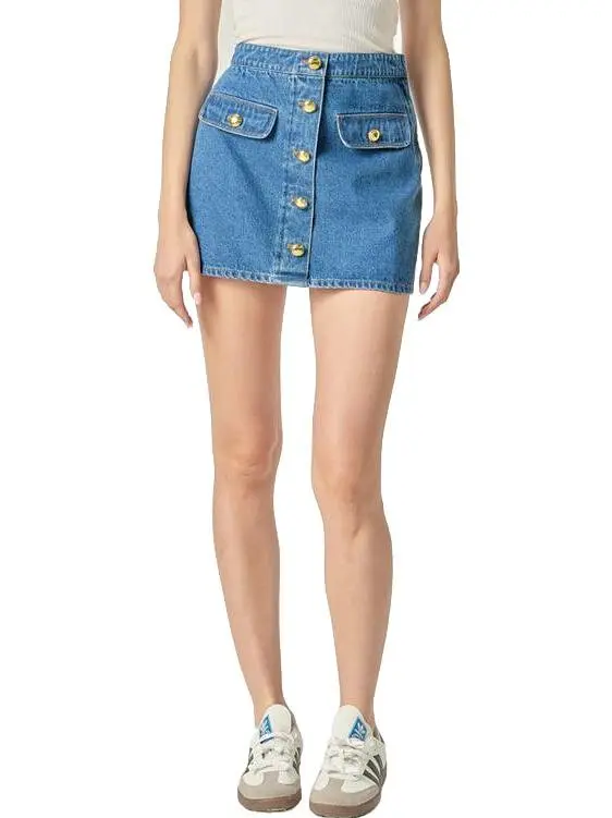 English Factory Denim Mini Skirt - Dark Denim