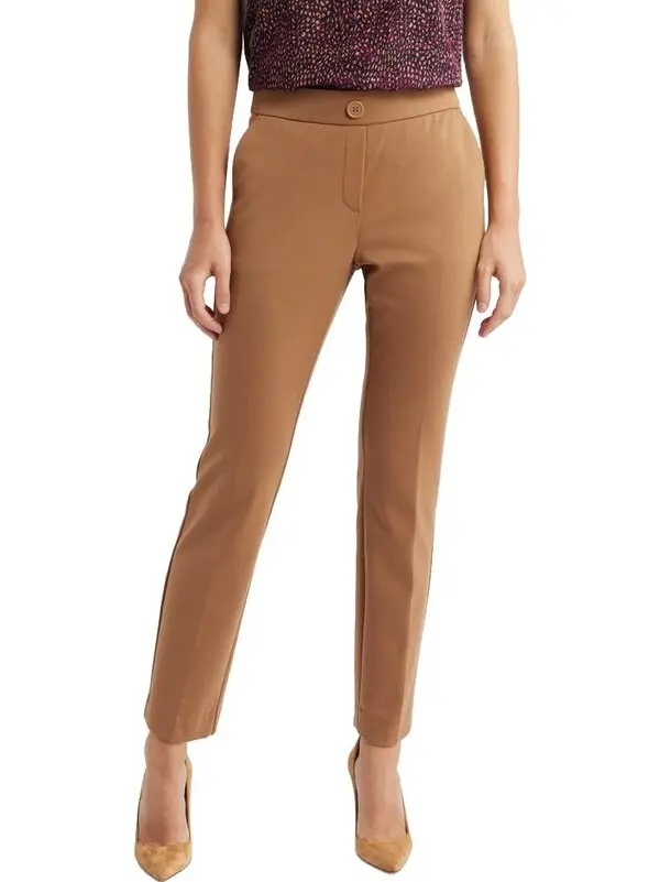 Anne Klein Straight Leg Pull-on Pants - Vicuna
