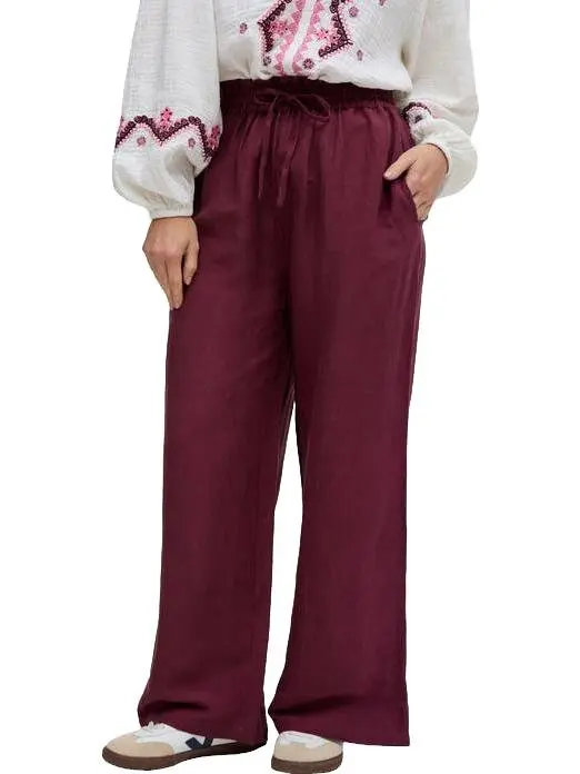 RAFFYA Paulina Wide Leg Trousers - Burgundy