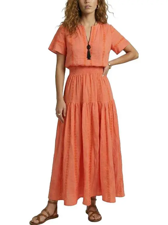 RAFFYA Candice Flutter Sleeve Maxi Dress - Orange
