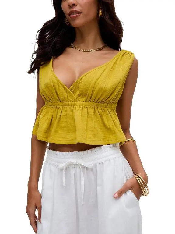 RAFFYA Katty Deep-v Neck Blouse - Yellow