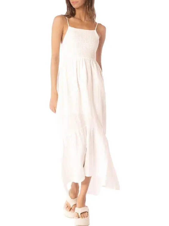 MAAJI Smocked Linen Maxi Dress - White