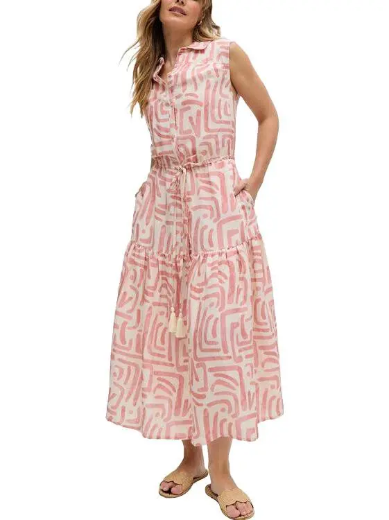 RAFFYA Holly Warhol Print Maxi Dress - Pink