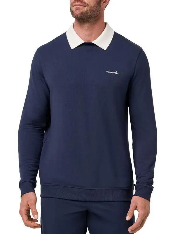 Travis Mathew Amenities Collared Sweatshirt - Total Eclipse
