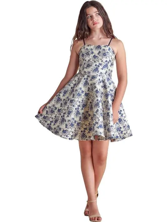 UN DEUX TROIS Fit And Flare Party Dress - Navy Floral