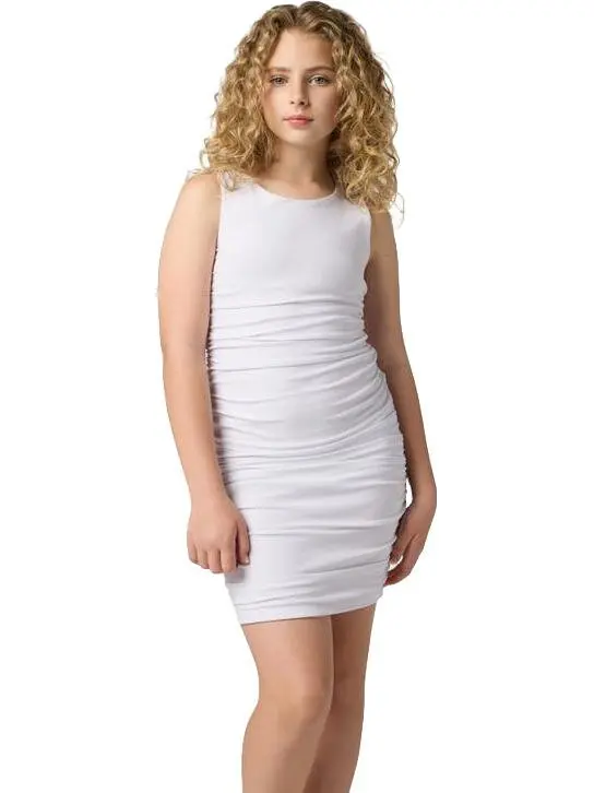 UN DEUX TROIS Ruched Fitted Tank Dress - White
