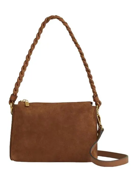 REISS Suede Crossbody Bag - Tan