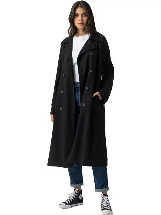 SAINT + SOFIA Marion Double-breasted Trench Coat - Black