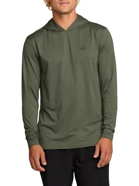 BILLABONG Arch Mesh Long Sleeve Hooded Rashguard - Dark Military