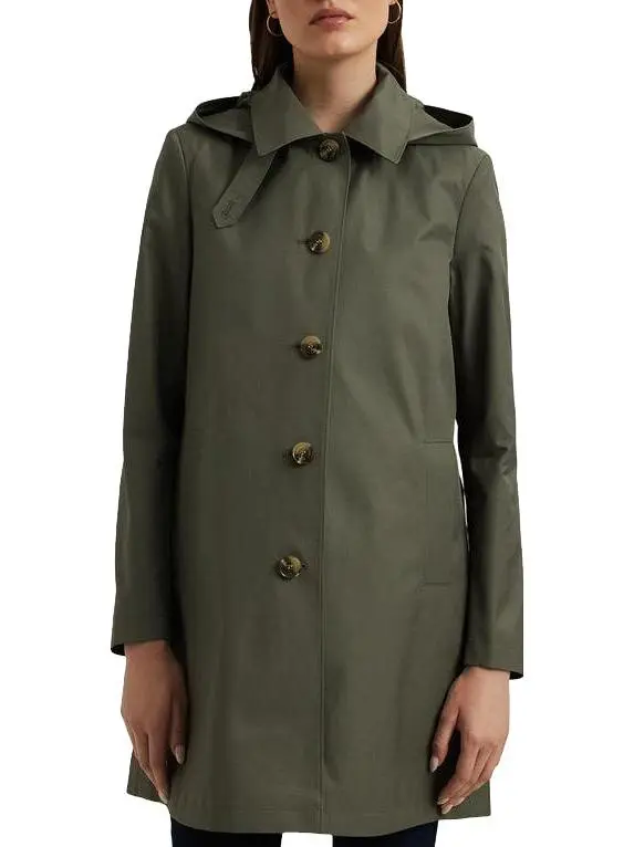 Ralph Lauren Balmacaan Hooded Raincoat - Olive Fern