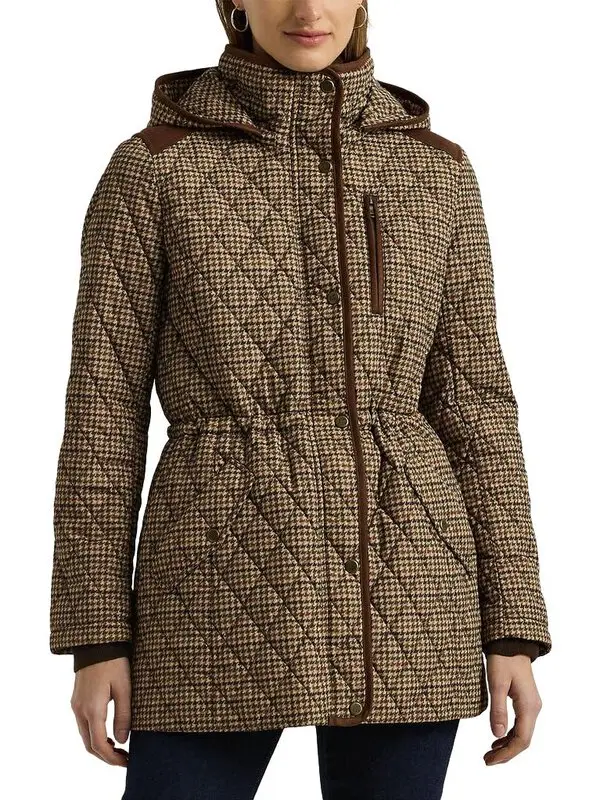 Ralph Lauren Houndstooth Check Quilted Jacket - Loden Check