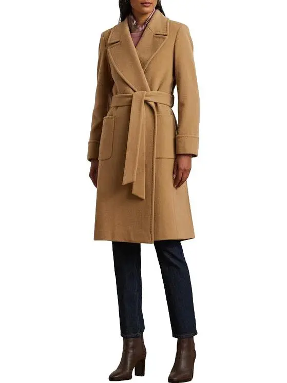 Ralph Lauren Belted Wool And Cashmere-blend Wrap Coat - Camel