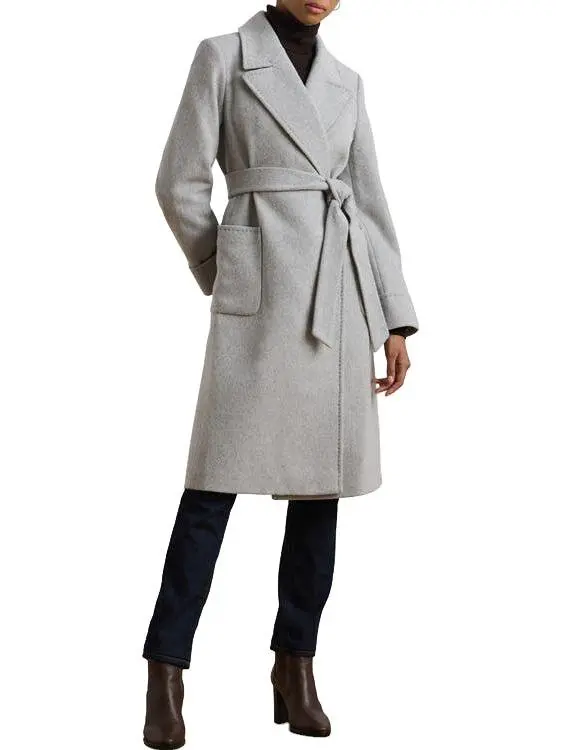 Ralph Lauren Belted Wool And Cashmere-blend Wrap Coat - Light Heather