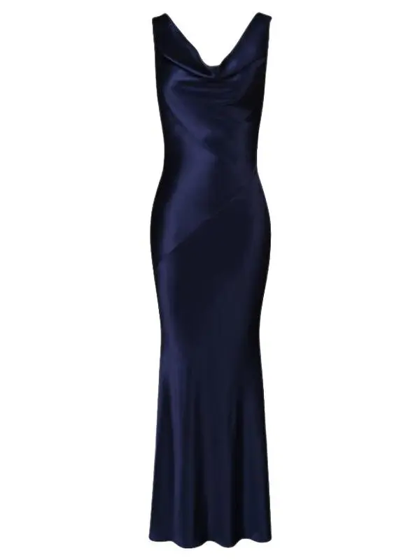 House Of Cb Safaira Cowl Neck Gown - Blue