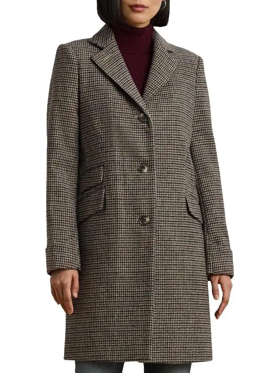 Ralph Lauren Wool-blend Reefer Coat - Merlot Houndstooth