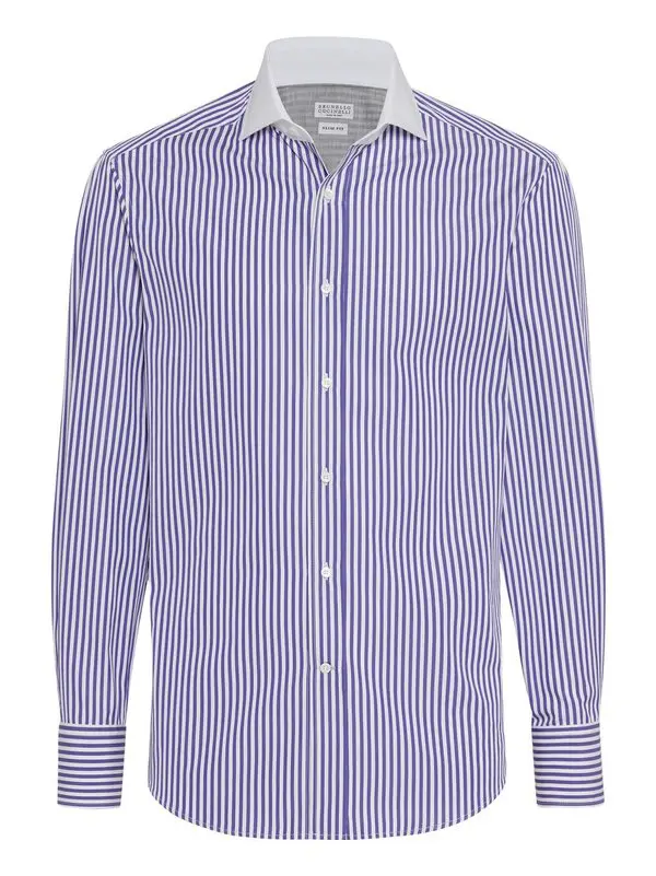 Brunello Cucinelli Shirt With White Collar - Purple