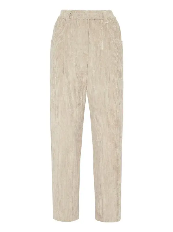 Brunello Cucinelli Corduroy Baggy Trousers - Cool Beige