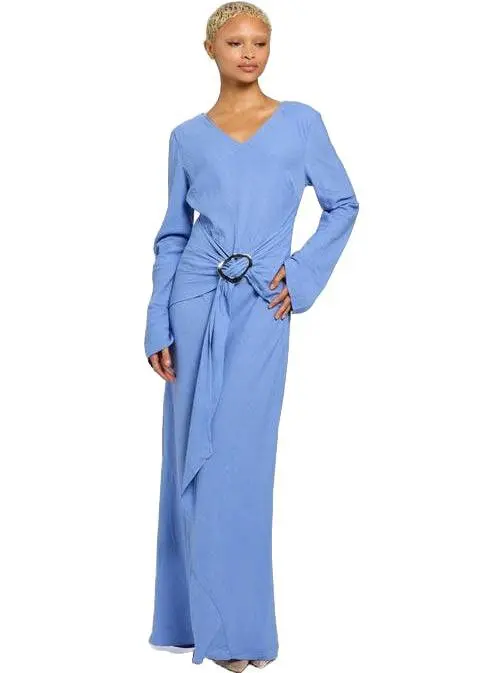 DASKA Maxi Dress With Metal Belt - Blue