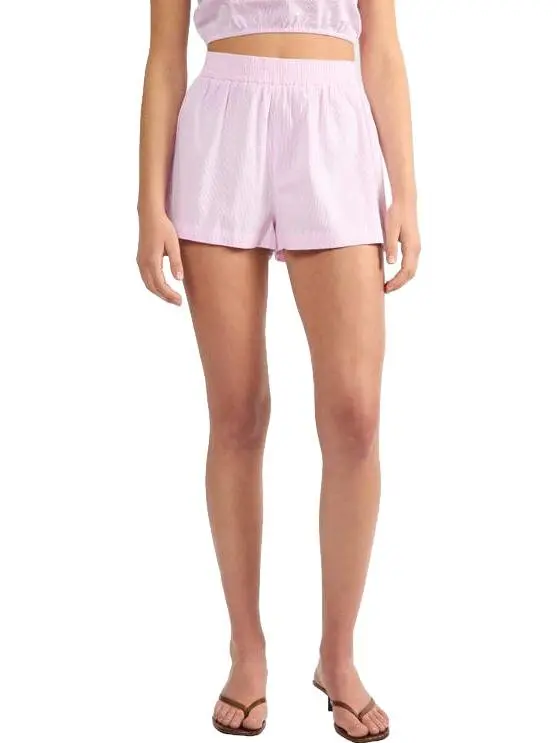 VIENS AVEC MOI Everyday Stripe Cotton Shorts - Pink Stripe