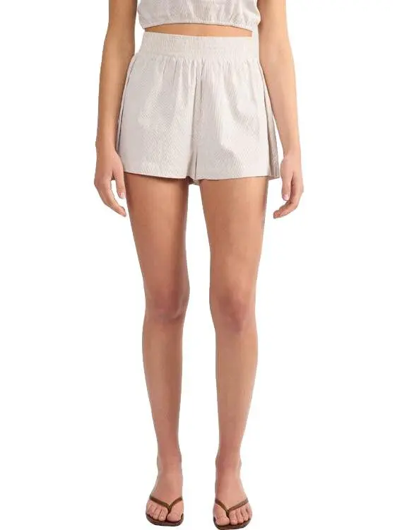 VIENS AVEC MOI Everyday Stripe Cotton Shorts - Tan Stripe