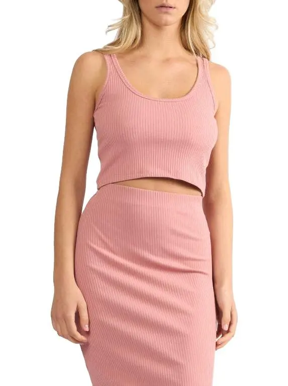 VIENS AVEC MOI Ribbed Crop Tank - Rose