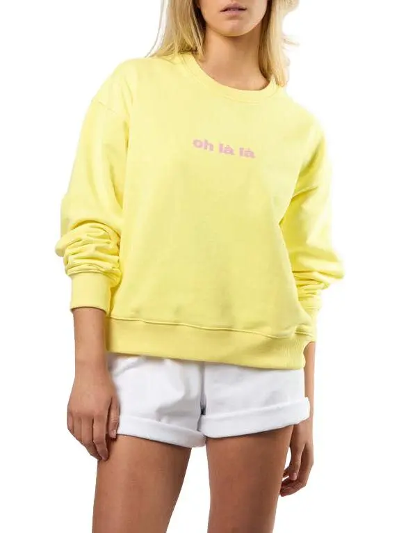 VIENS AVEC MOI Oh Là Là Graphic Cotton Sweatshirt - Yellow