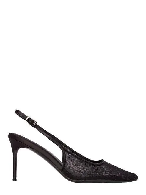 BLACK SUEDE STUDIO Marina 80 Pump - Black Sequin Lace