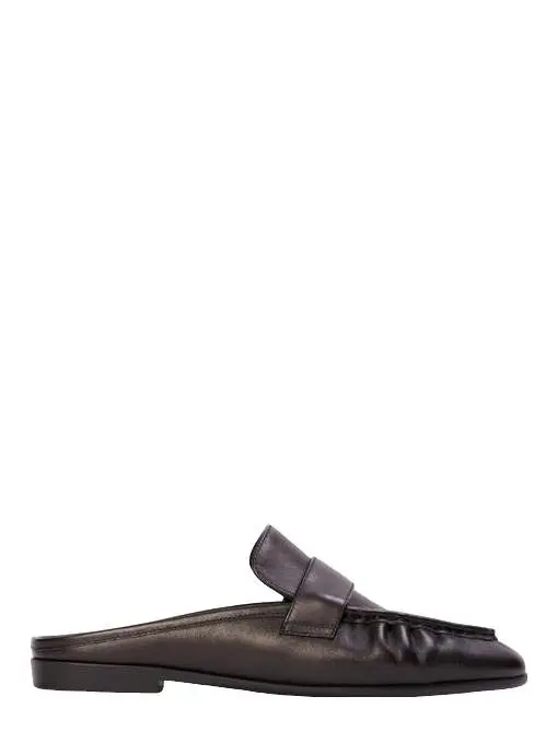 BLACK SUEDE STUDIO Gabby Loafer Mule - Black Leather