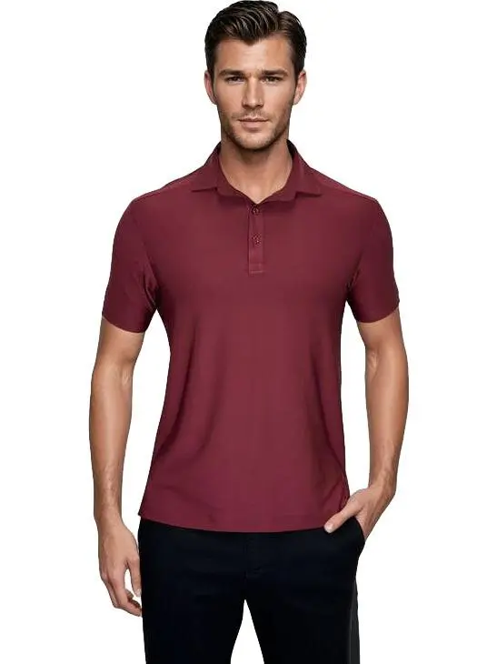 24SEVENMEN Wrinkle Resistant 3 Button Polo Shirt - Wine