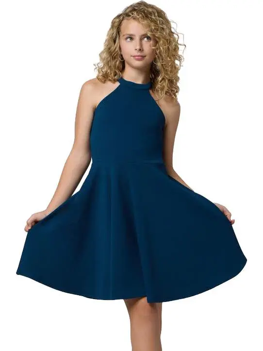UN DEUX TROIS Skater Halter Dress - Teal