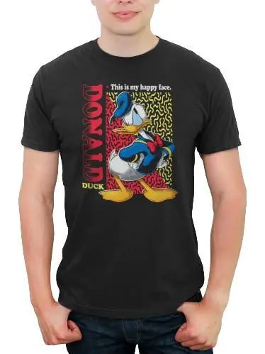 MICKEY & FRIENDS Donald Duck This Is My Happy Face Graphic T-shirt - Black