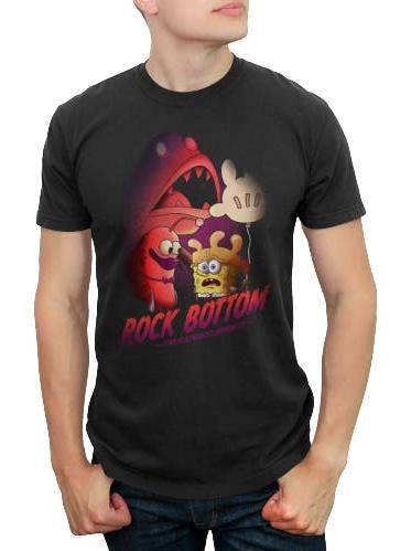 SPONGEBOB SQUAREPANTS Rock Bottom Advanced Darkness Short Sleeve Graphic T-shirt - Black
