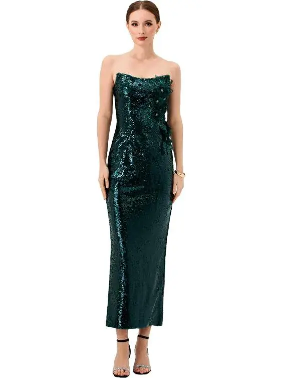 BARIANO Edith Strapless Midaxi Dress - Emerald