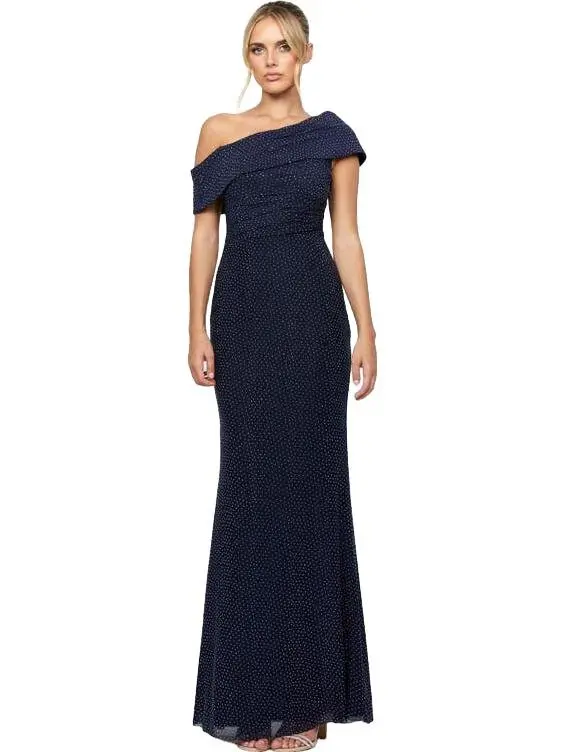 BARIANO Tindra Asymmetric Maxi Gown - Navy
