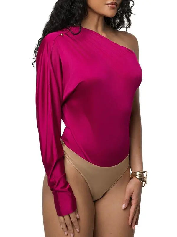 JLUXLABEL One-shoulder Satin Bodysuit - Pink