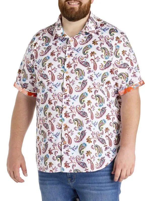 ROBERT GRAHAM BY DXL Big & Tall Tangier Paisley Print Sport Shirt - Red