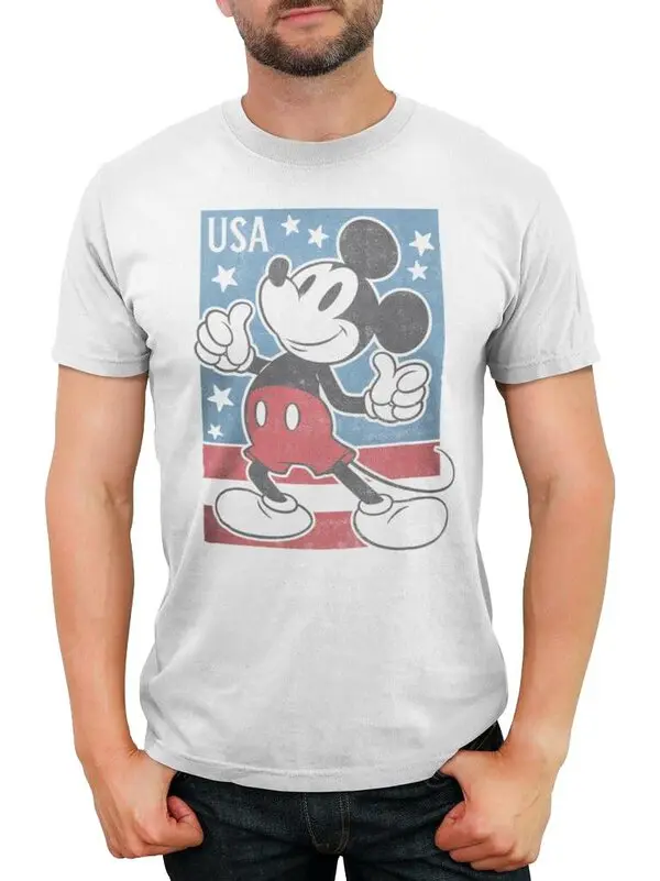 MICKEY & FRIENDS American Stamp Graphic T-shirt - White