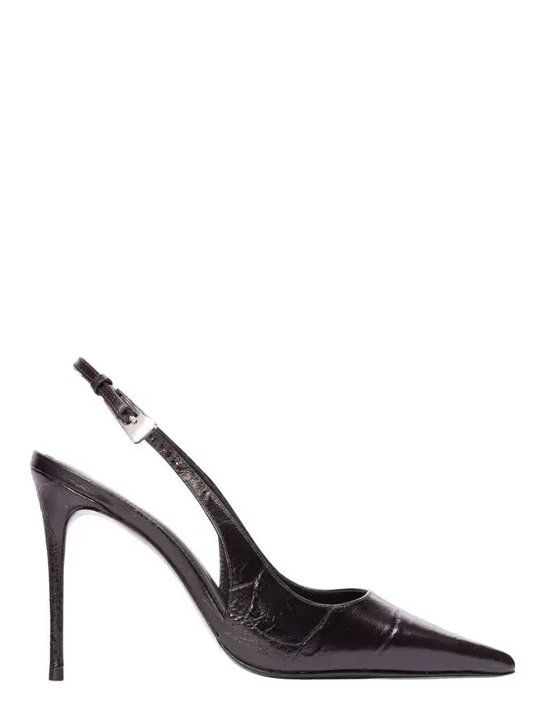 BLACK SUEDE STUDIO Branca 100 Slingback Pump - Black Croc Leather
