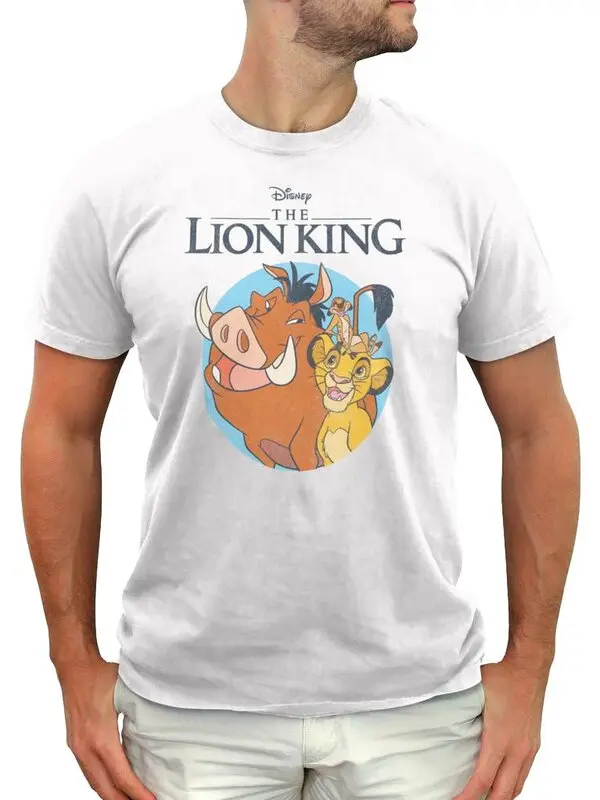 LION KING Distressed Friends Badge Graphic T-shirt - White