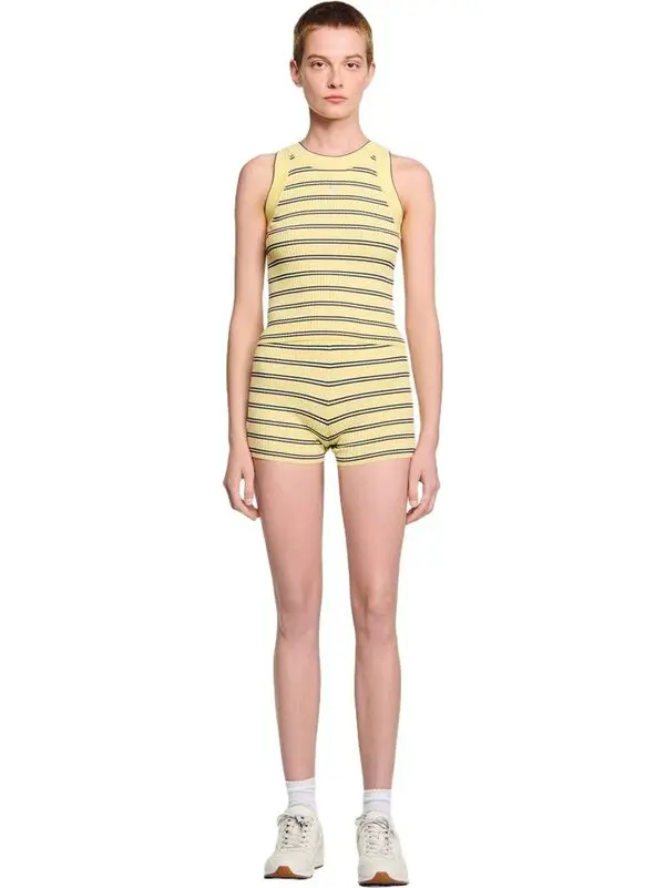 Sandro Striped Knit Vest Top - Light Yellow