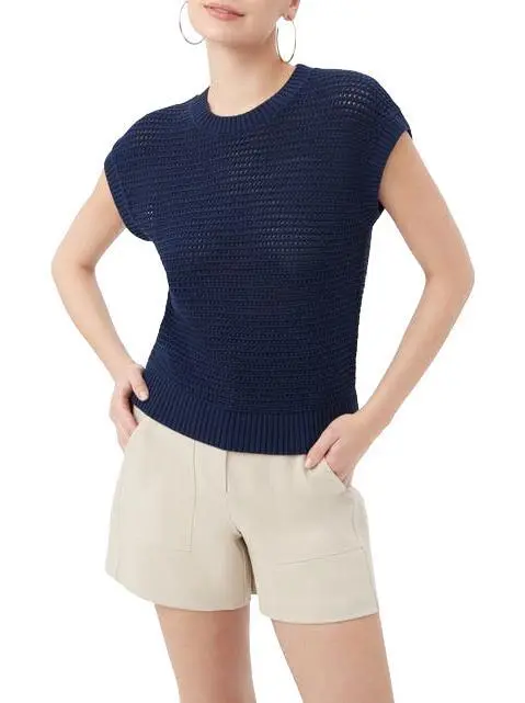 Trina Turk Yuri Open Knit Pullover - Sumi Blue