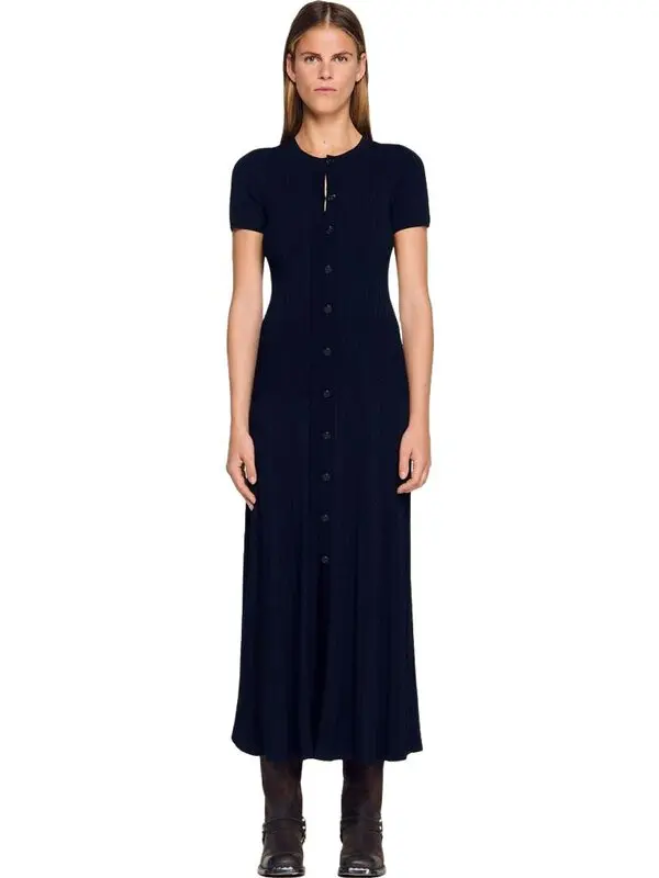 Sandro Knit Maxi Dress - Navy Blue