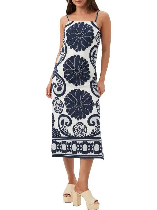 Trina Turk Marita 3 Printed Midi Dress - Sumi Blue/whitewash