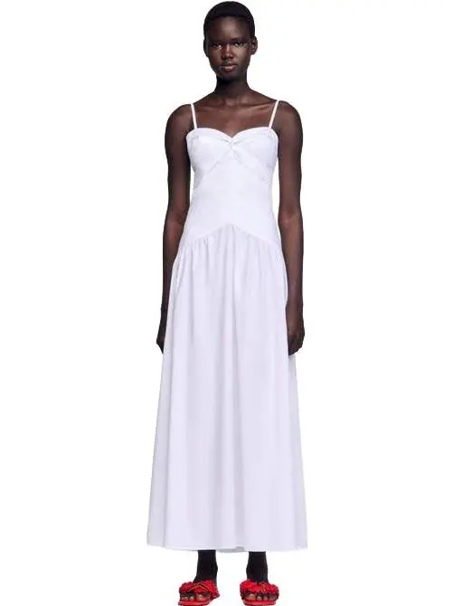 Sandro Draped Bustier Maxi Dress - White