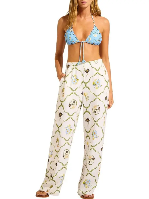 Seafolly Linen Blend Wide Leg Pants - White