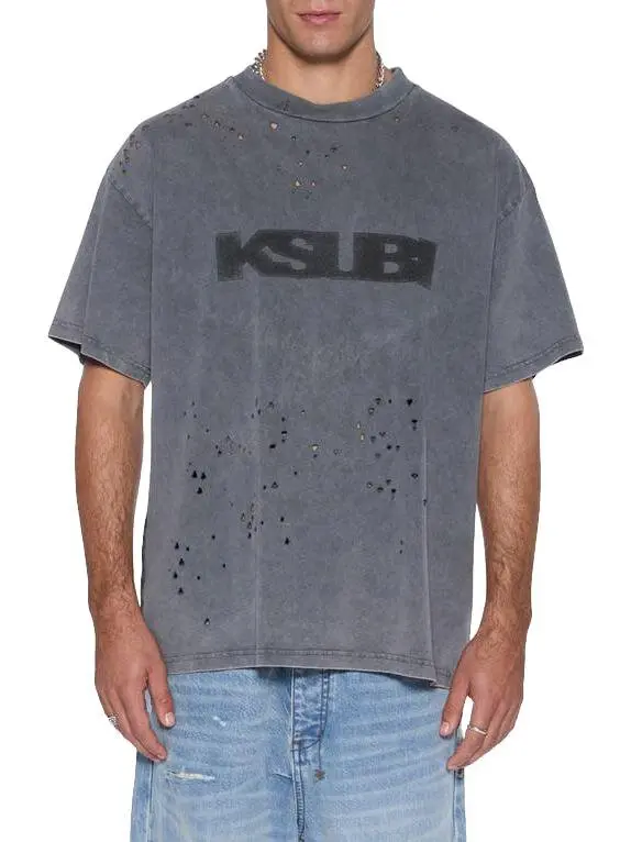 Ksubi Blasted Ekcess Oversize Distressed Graphic T-shirt - Black