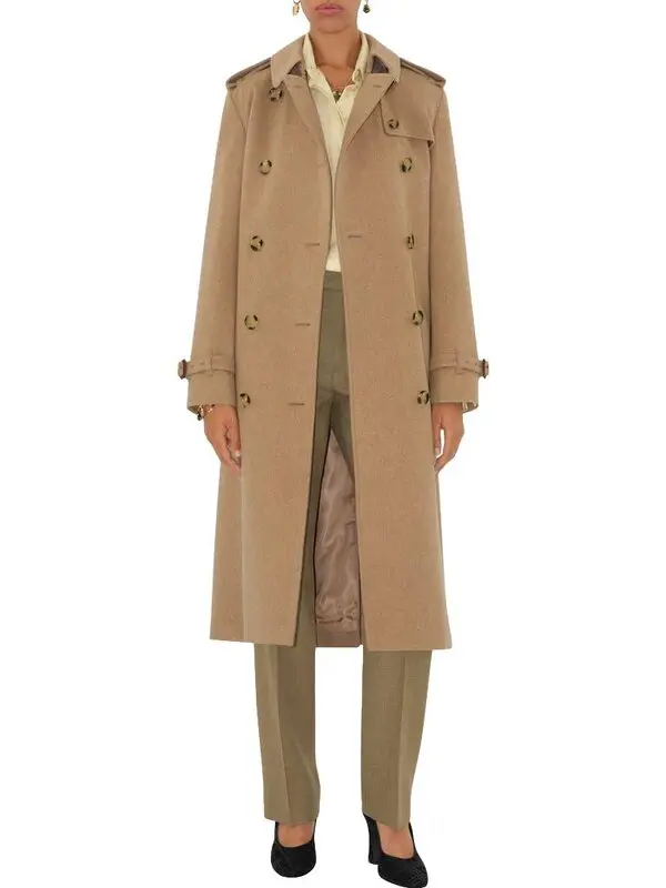 Burberry Kensington Cashmere Trench Coat - Trail Melange