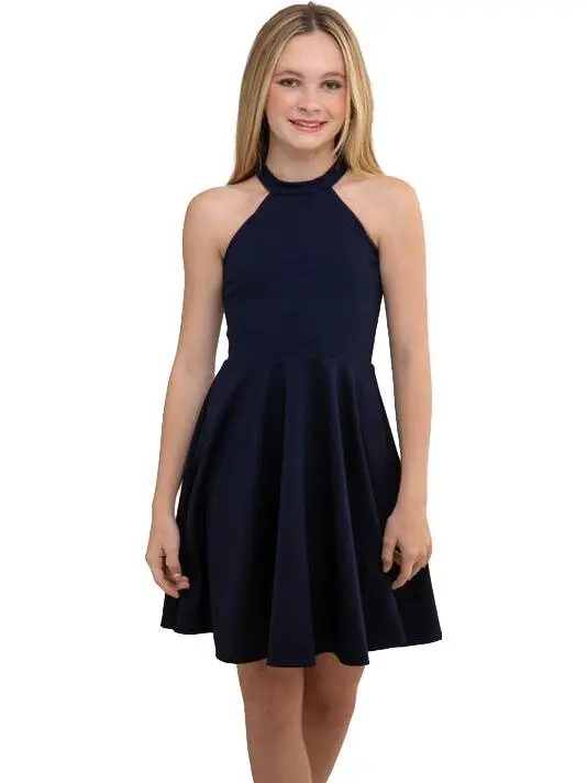 UN DEUX TROIS Skater Halter Dress - Navy